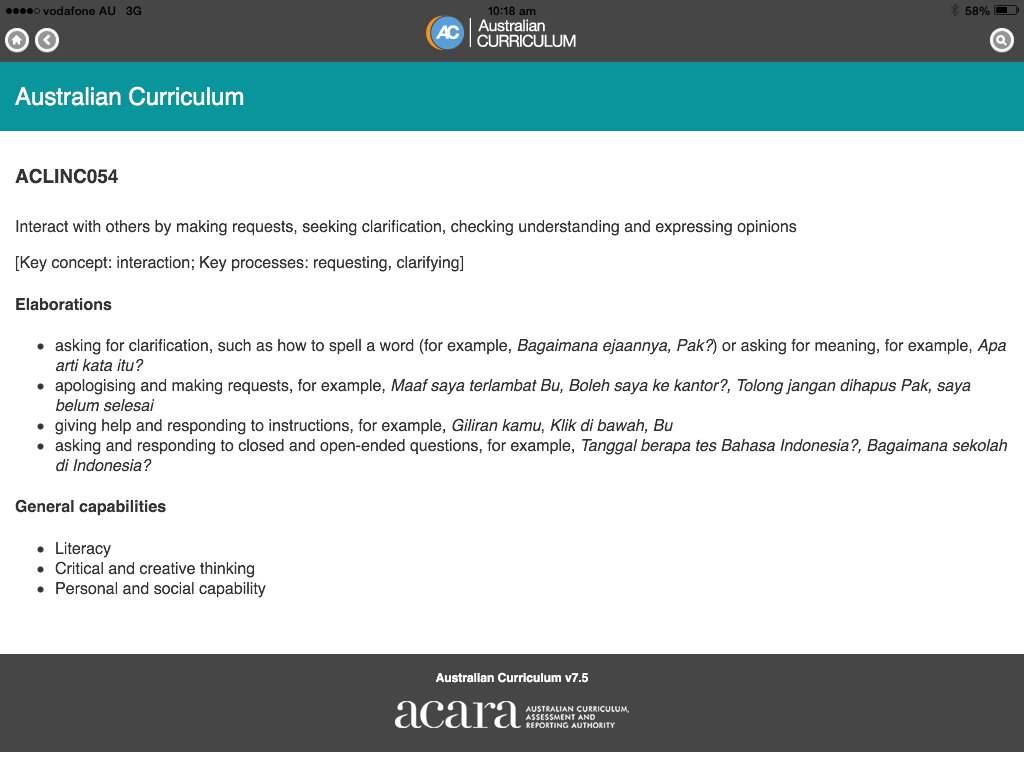 The Australian Curriculum – Indonesian – Indonesian Teacher Reflections